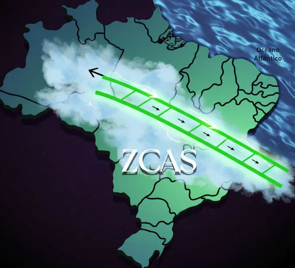 Chegada da 1ª ZCAS de 2026 traz alerta de tempestades e chuvas ...